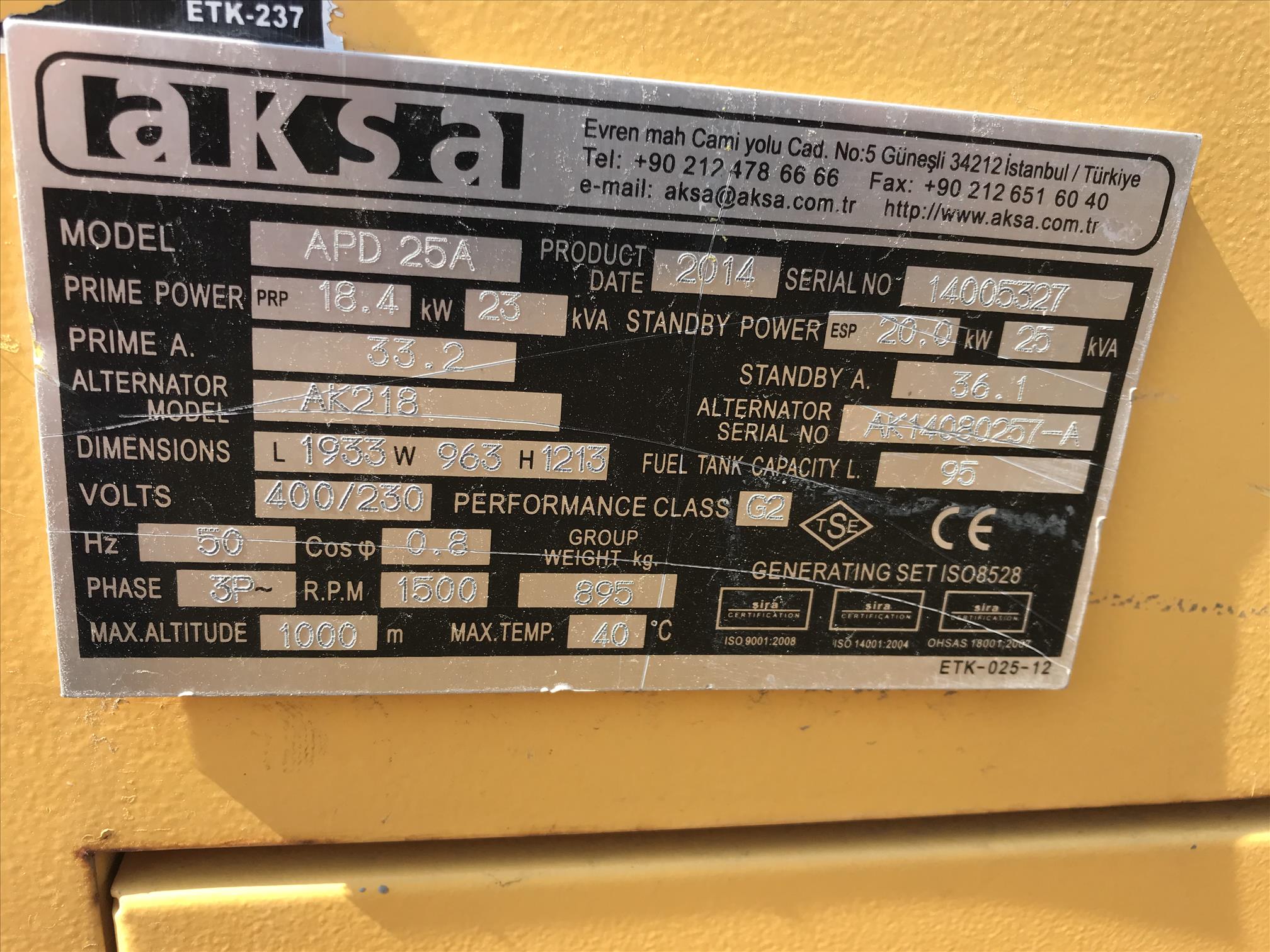 Акса Электрогенерация Б/У